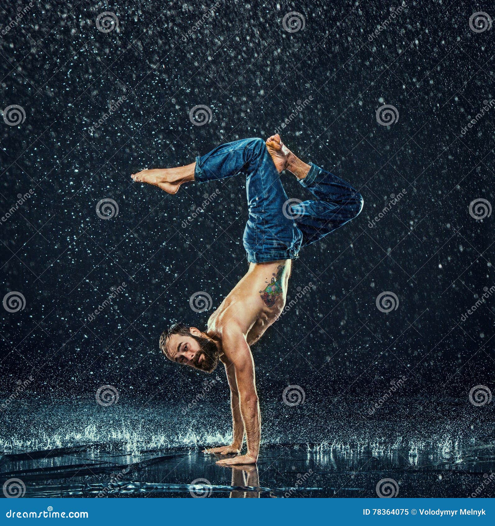 The Male Break Dancer in Water. Stock Image - Image of hipster, male ...