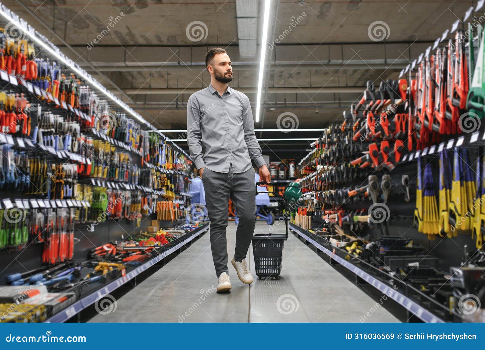 Male Builder in a Hardware Store Stock Image - Image of retail, happy ...