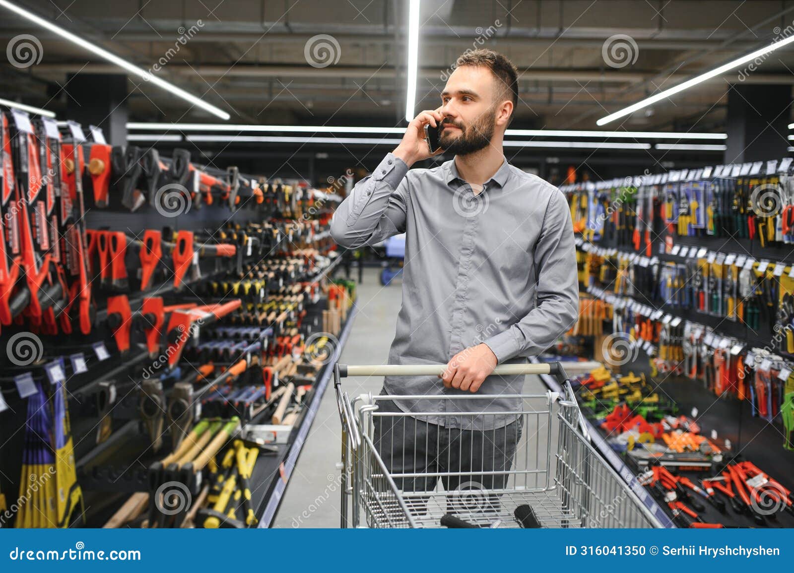 Male Builder in a Hardware Store Stock Photo - Image of customer ...
