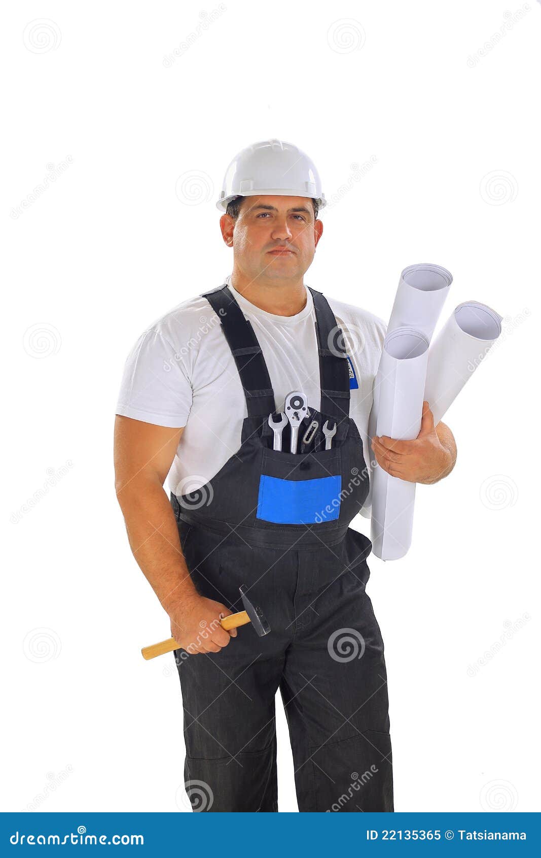Male builder with plans stock image. Image of constructor - 22135365