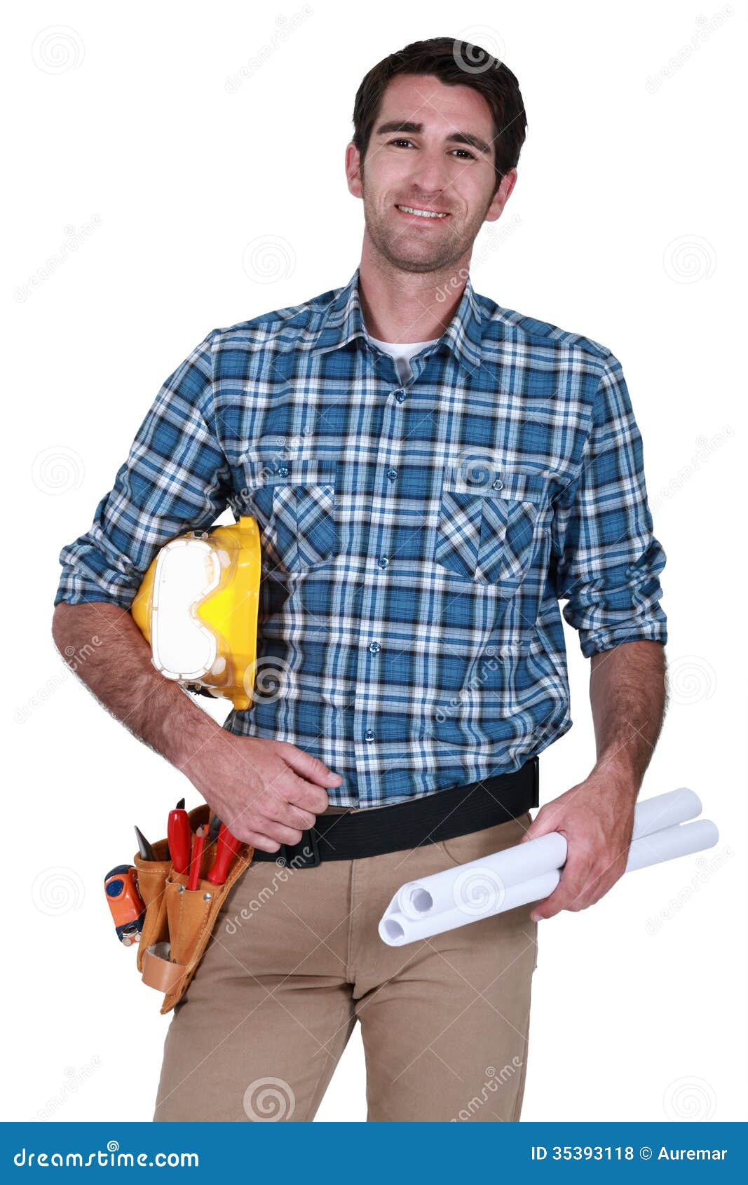 Male builder with plans stock photo. Image of build, male - 35393118