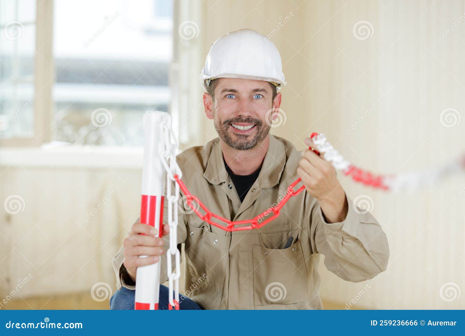 Male Builder Setting Up Chains in Site Stock Photo - Image of labor ...