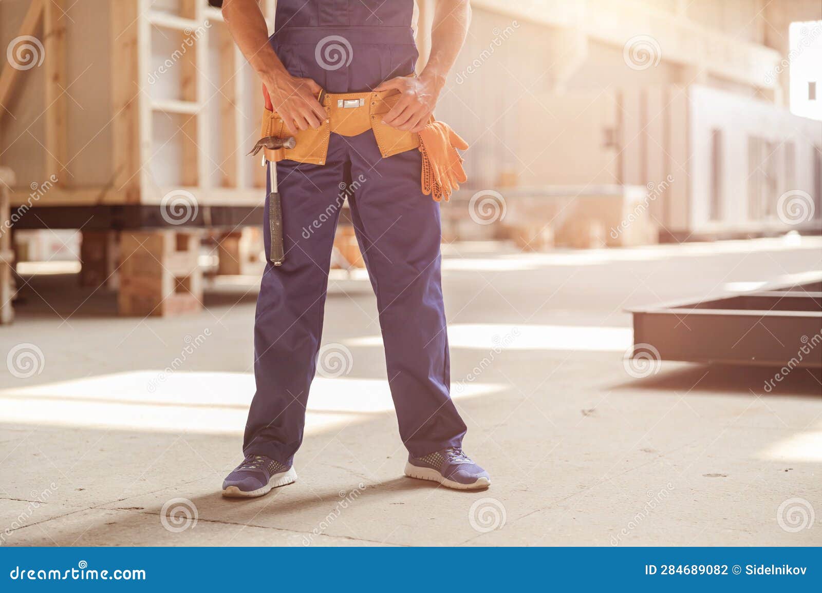 Male Builder Standing Inside Building Under Construction Stock Photo ...