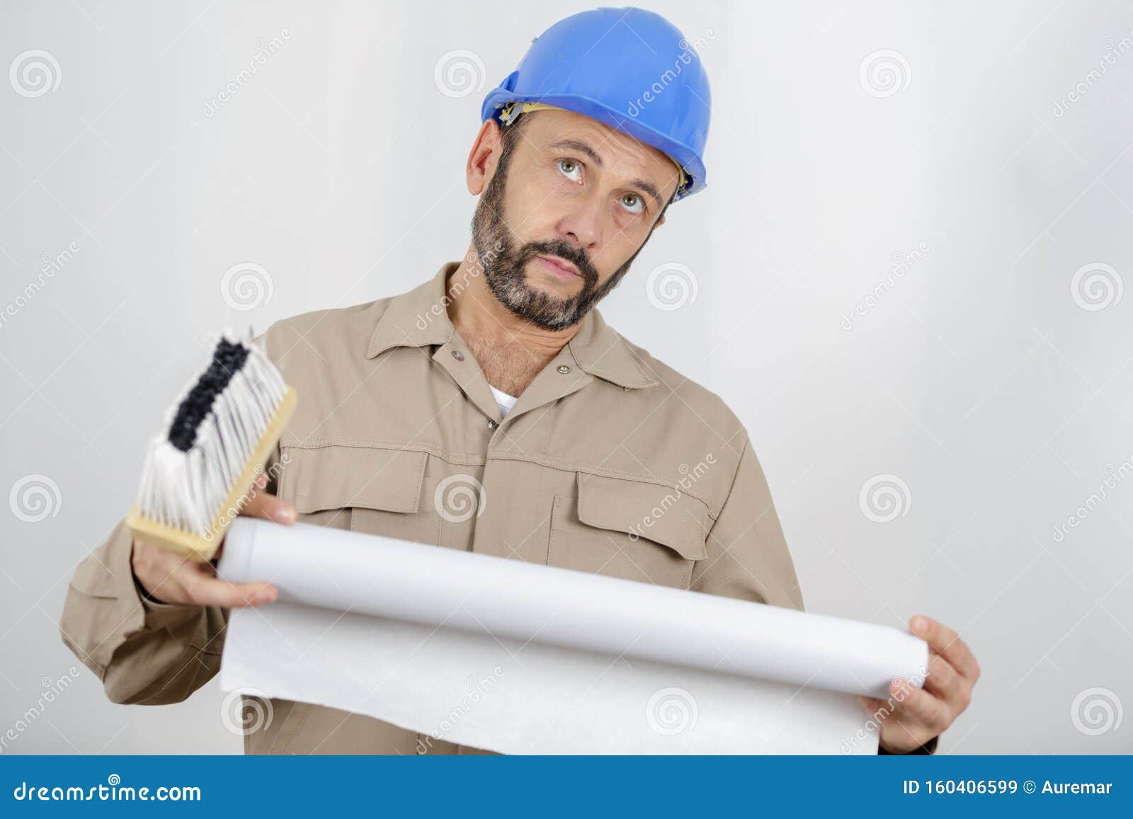 Male Builder Thinking about Something Stock Image - Image of ...