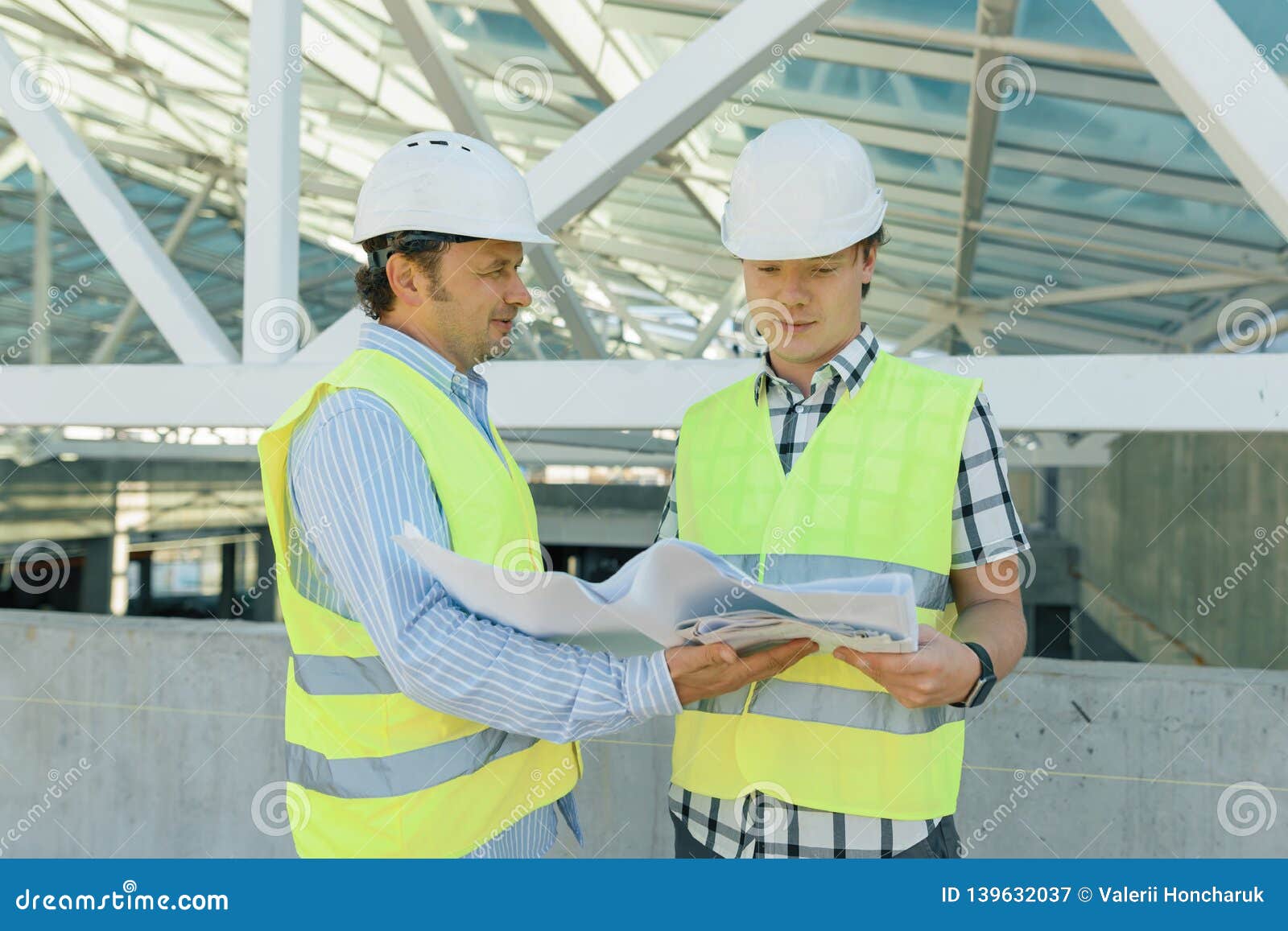 Builders Teamwork Engineering And Architecture. Top View Of Architect ...