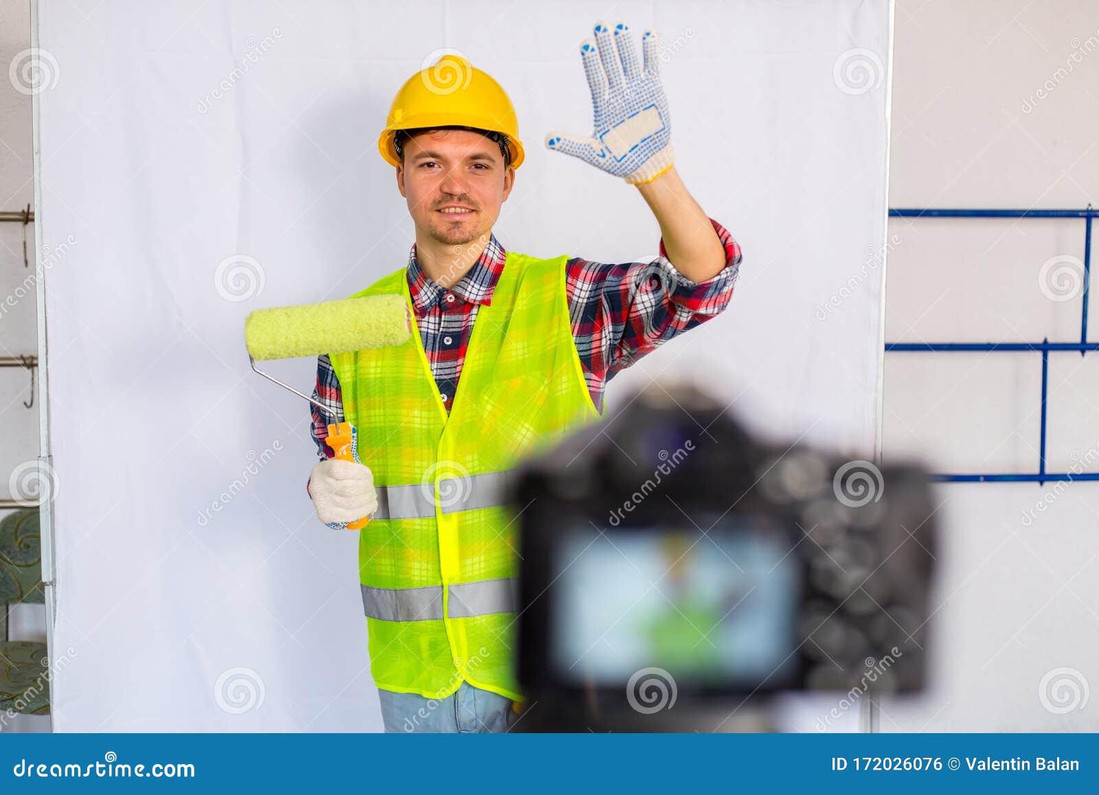 Male building making vlog. stock photo. Image of blogging - 172026076