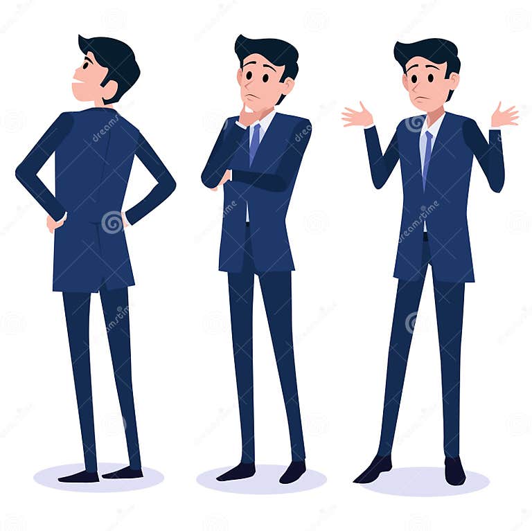 Male Business Character Vector Set Creation Set Body Business Man