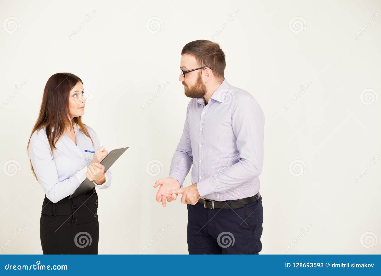 Male Business Puts Subordinate Task at Work Stock Image - Image of ...
