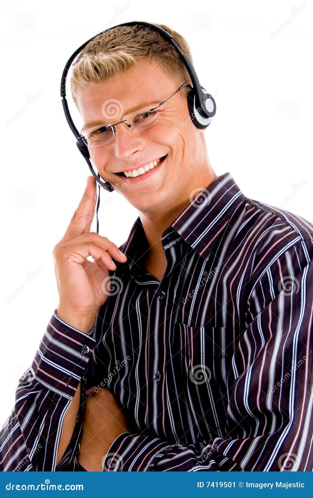 Male Busy with Friendly Communication Stock Image - Image of indoors ...