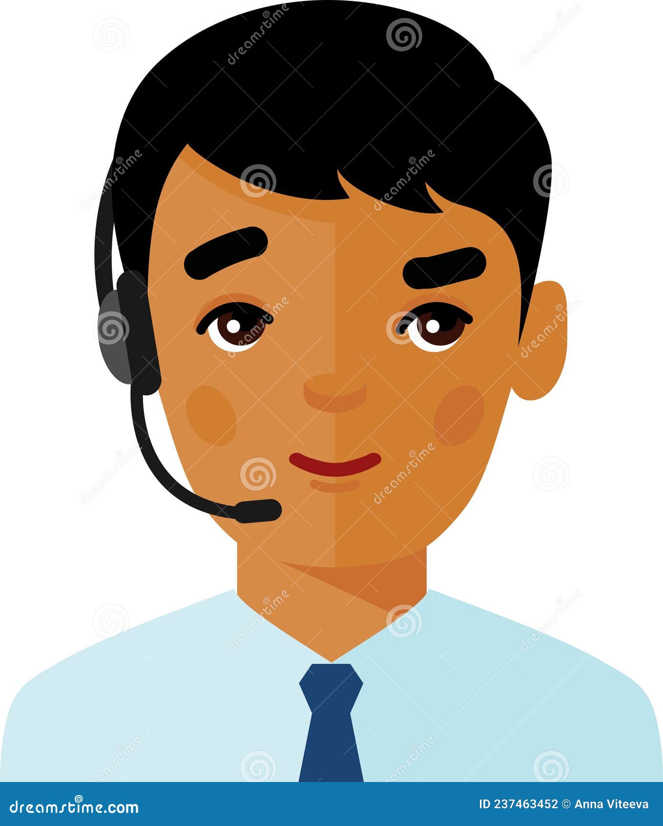 Male Call Center Avatar with Headphones Microphone. Stock Vector ...