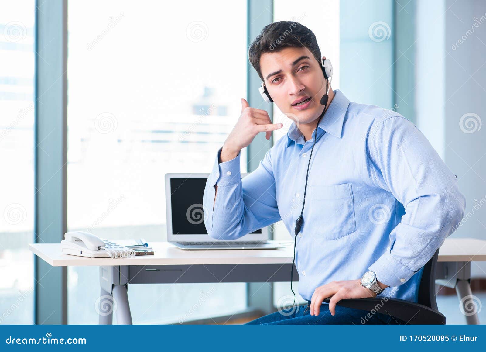 Male Call-center Operator in Business Concept Stock Image - Image of ...