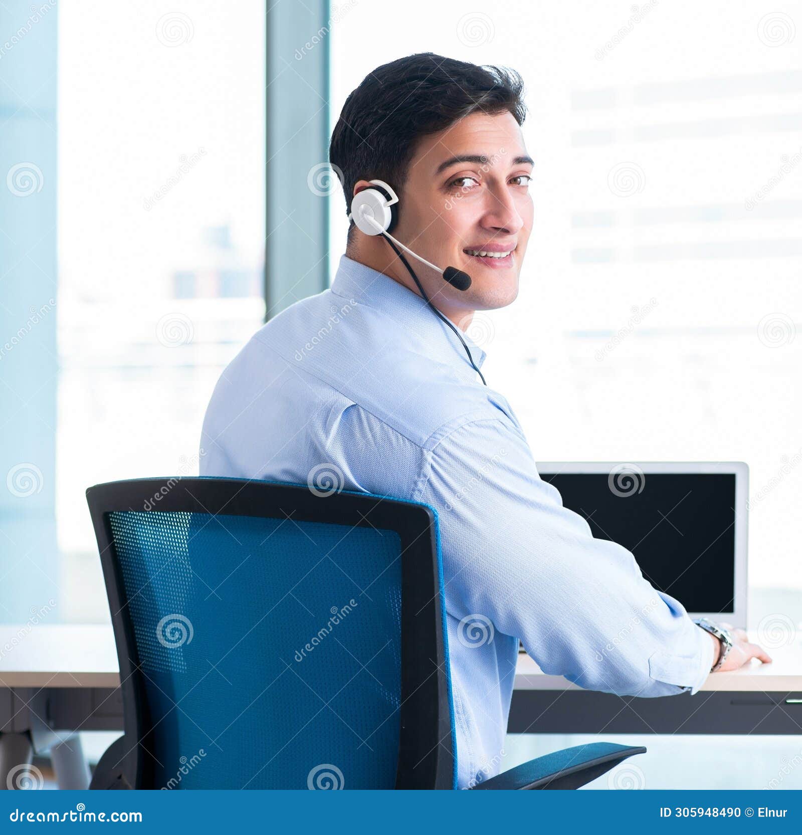 Male Call-center Operator in Business Concept Stock Photo - Image of ...