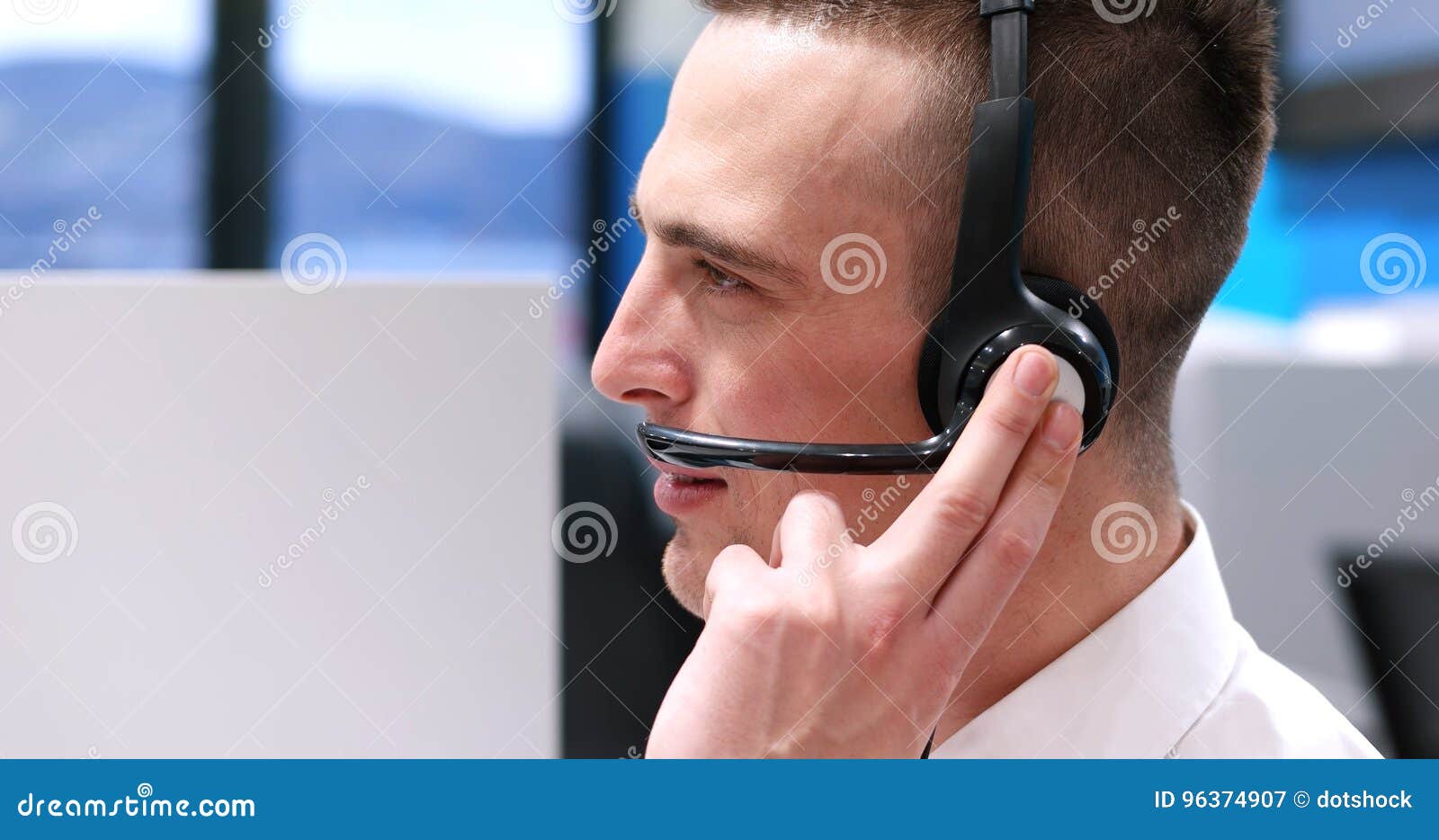 Male Call Centre Operator Doing His Job Stock Image - Image of customer ...
