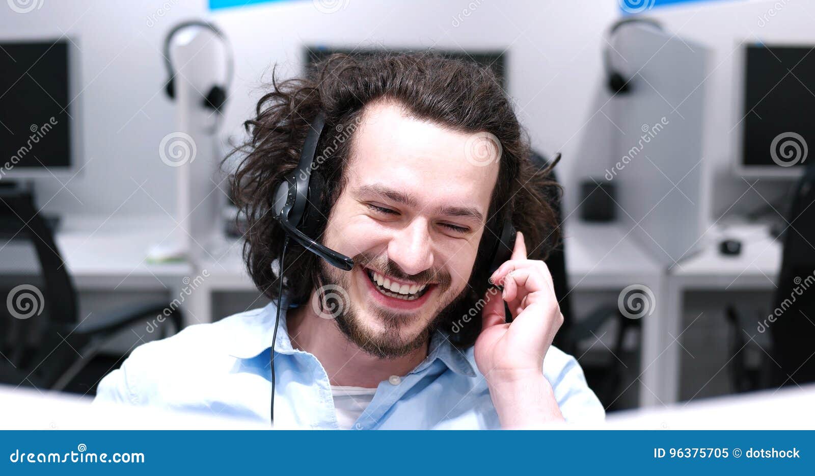 Male Call Centre Operator Doing His Job Stock Image - Image of ...