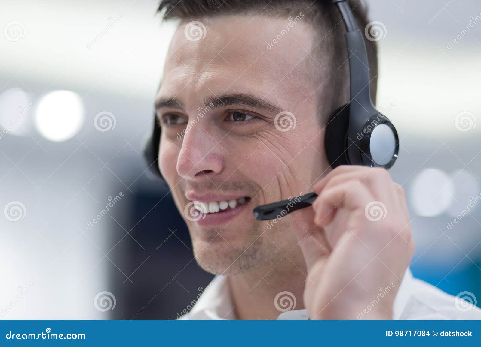 Male Call Centre Operator Doing His Job Stock Photo - Image of centre ...