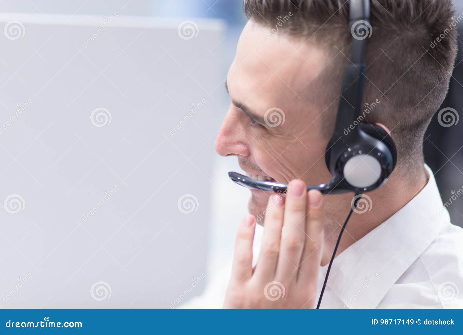 Male Call Centre Operator Doing His Job Stock Image - Image of ...