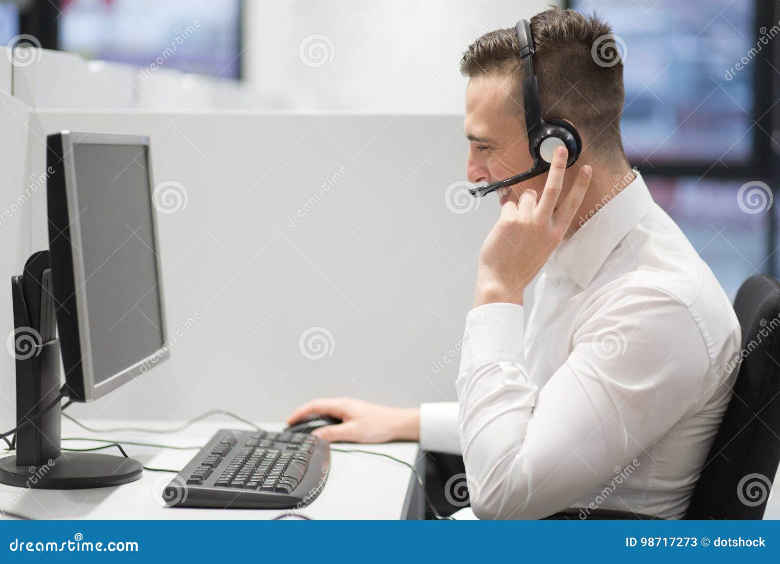 Male Call Centre Operator Doing His Job Stock Image - Image of ...