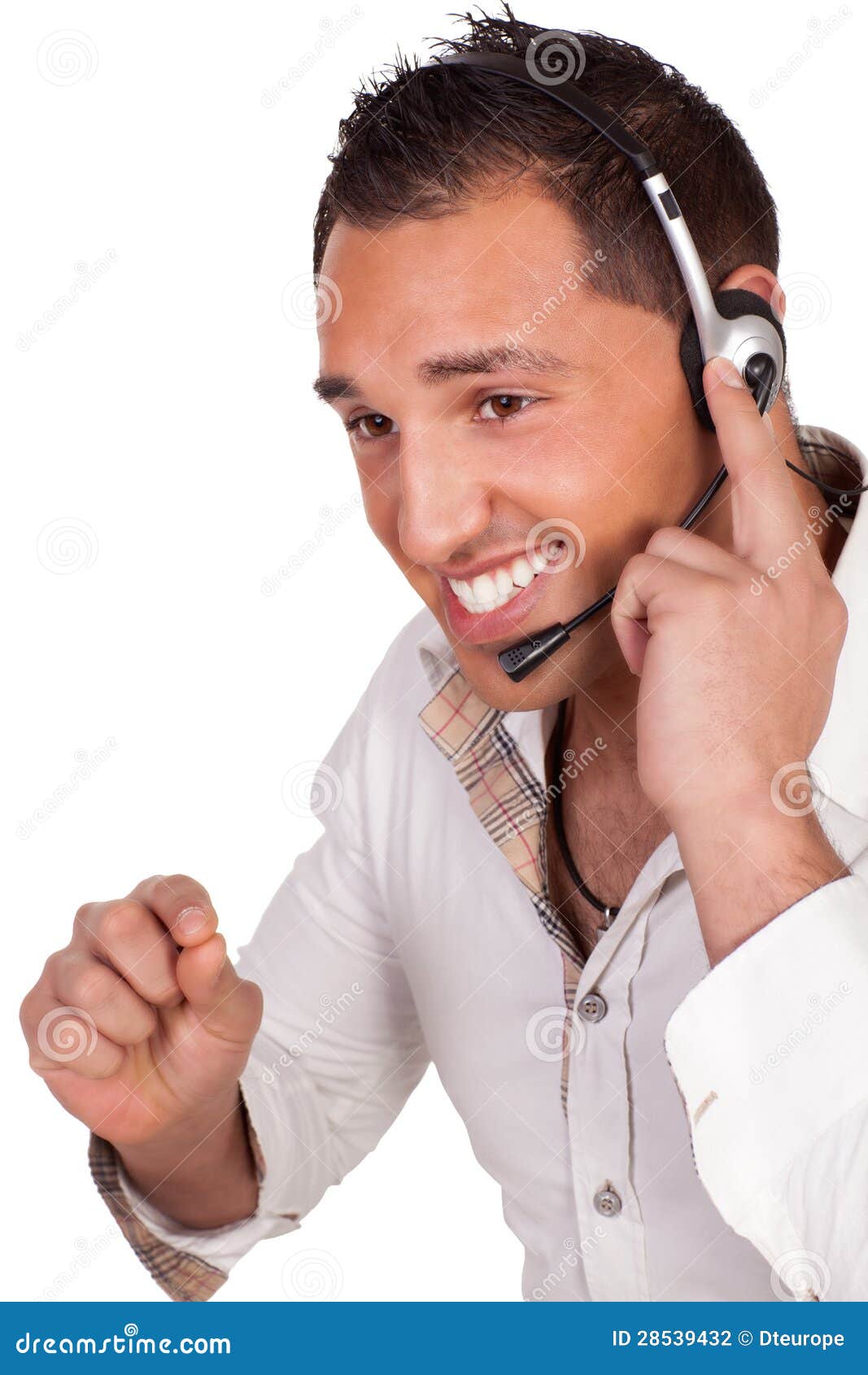 Male Call Centre Operator or Receptionist Stock Photo - Image of ...