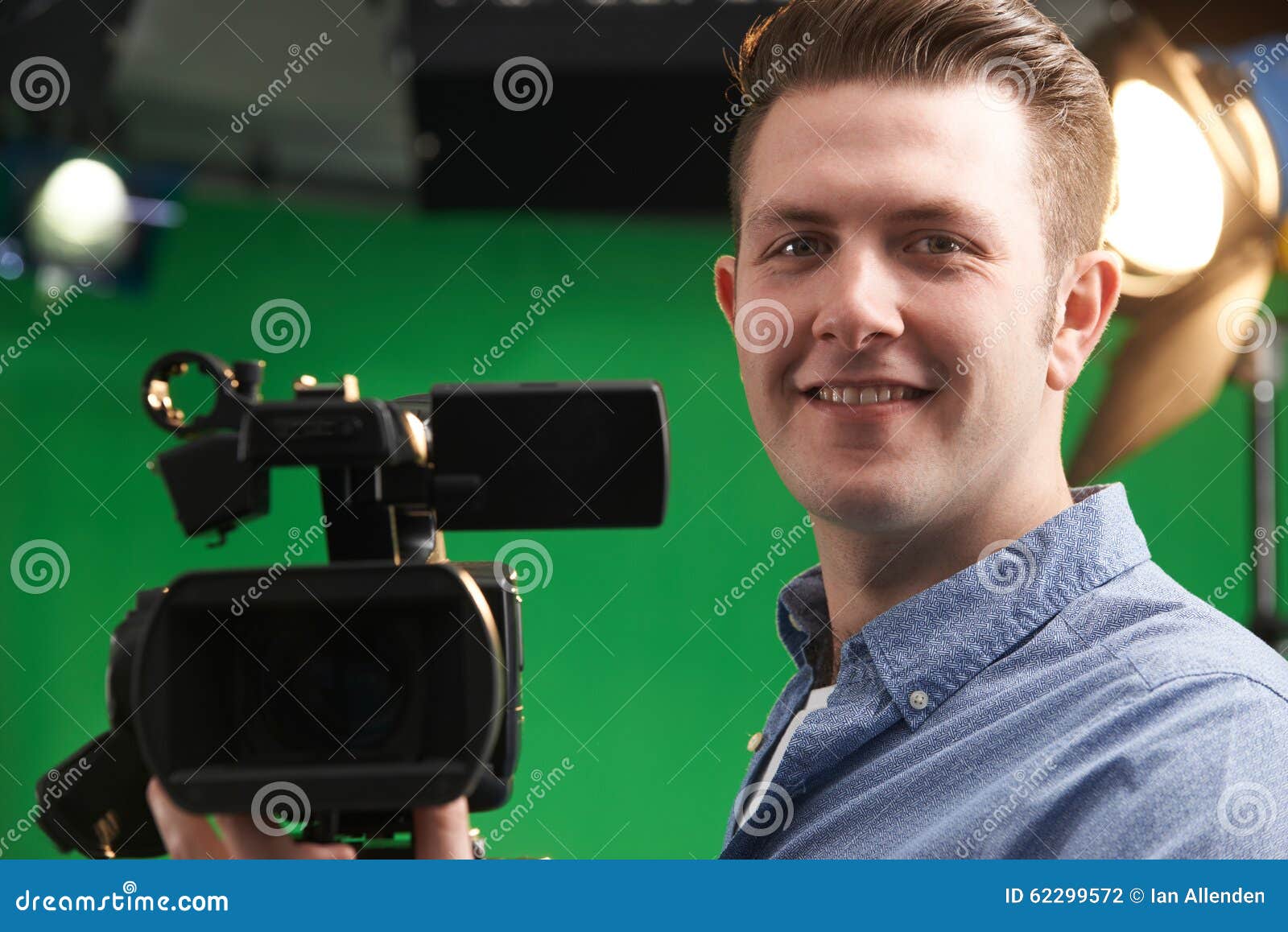 Male Camera Operator in Television Studio Stock Photo - Image of studio ...