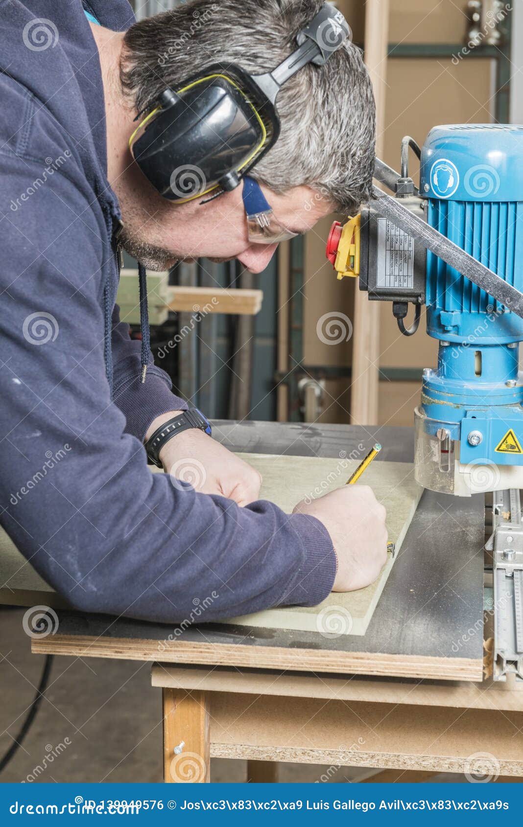 Male Carpenter Working in His Carpentry Workshop Stock Photo - Image of ...