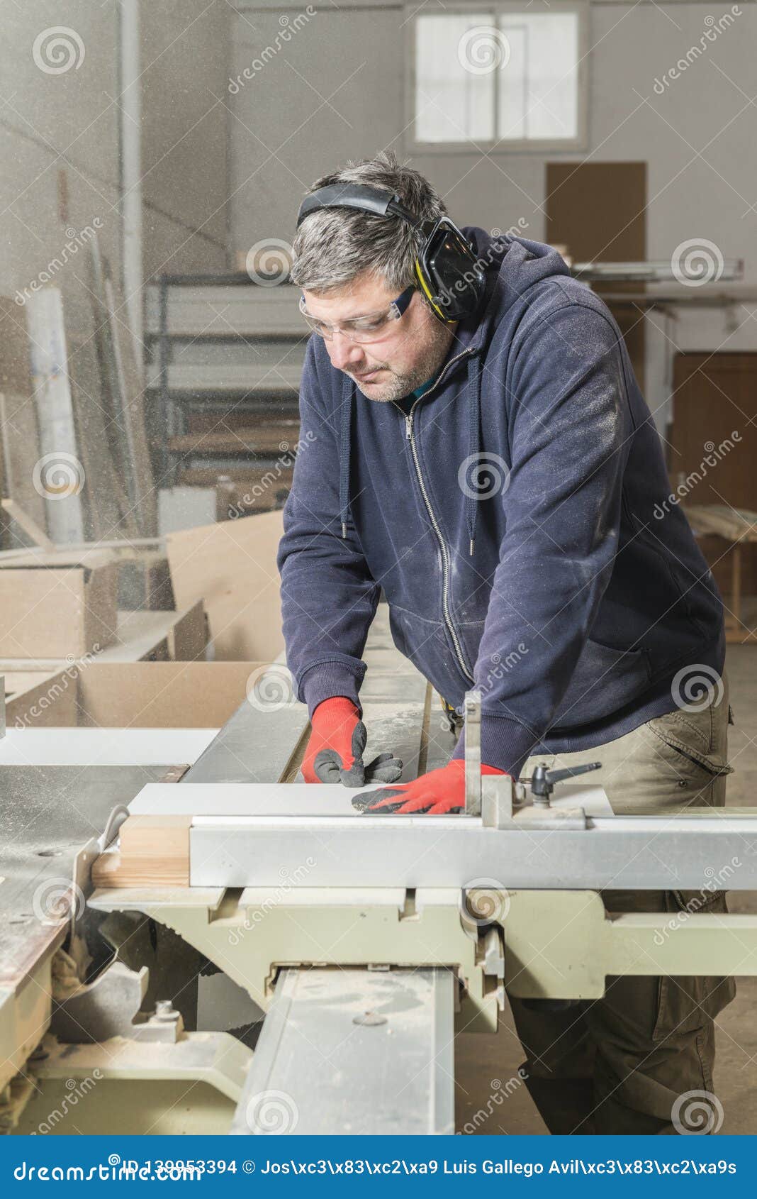 Male Carpenter Working in His Carpentry Workshop Stock Photo - Image of ...