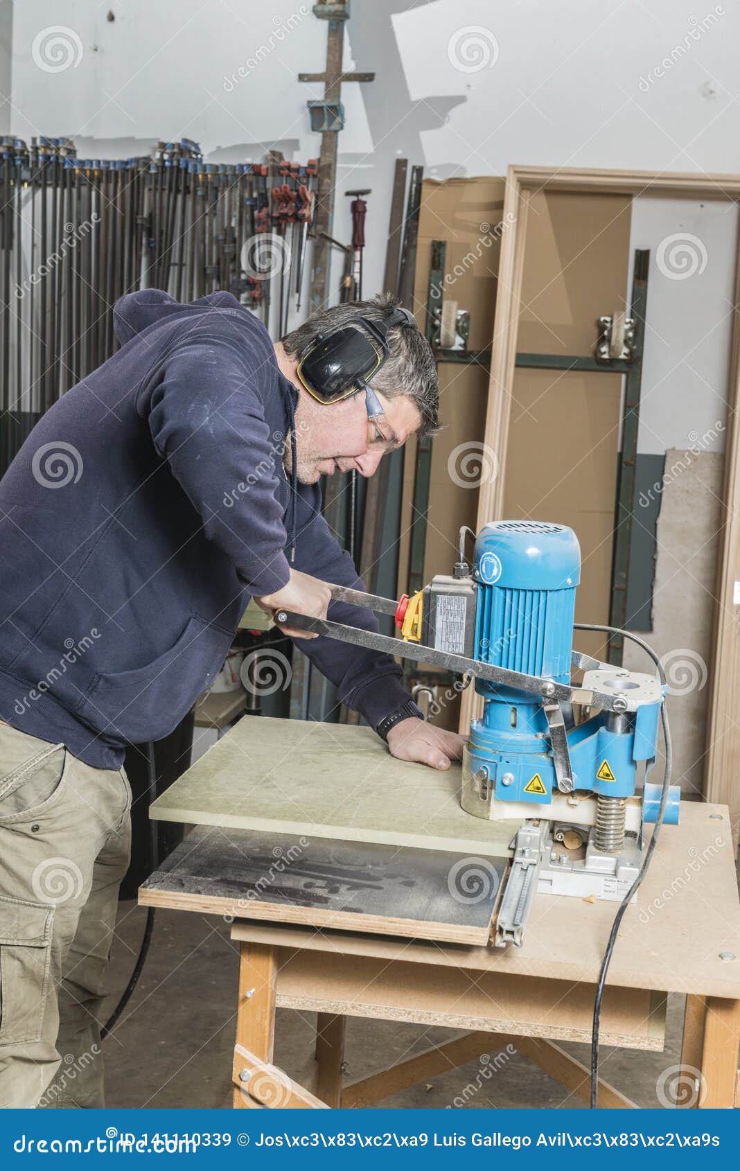 Male Carpenter Working in His Carpentry Workshop Stock Image - Image of ...