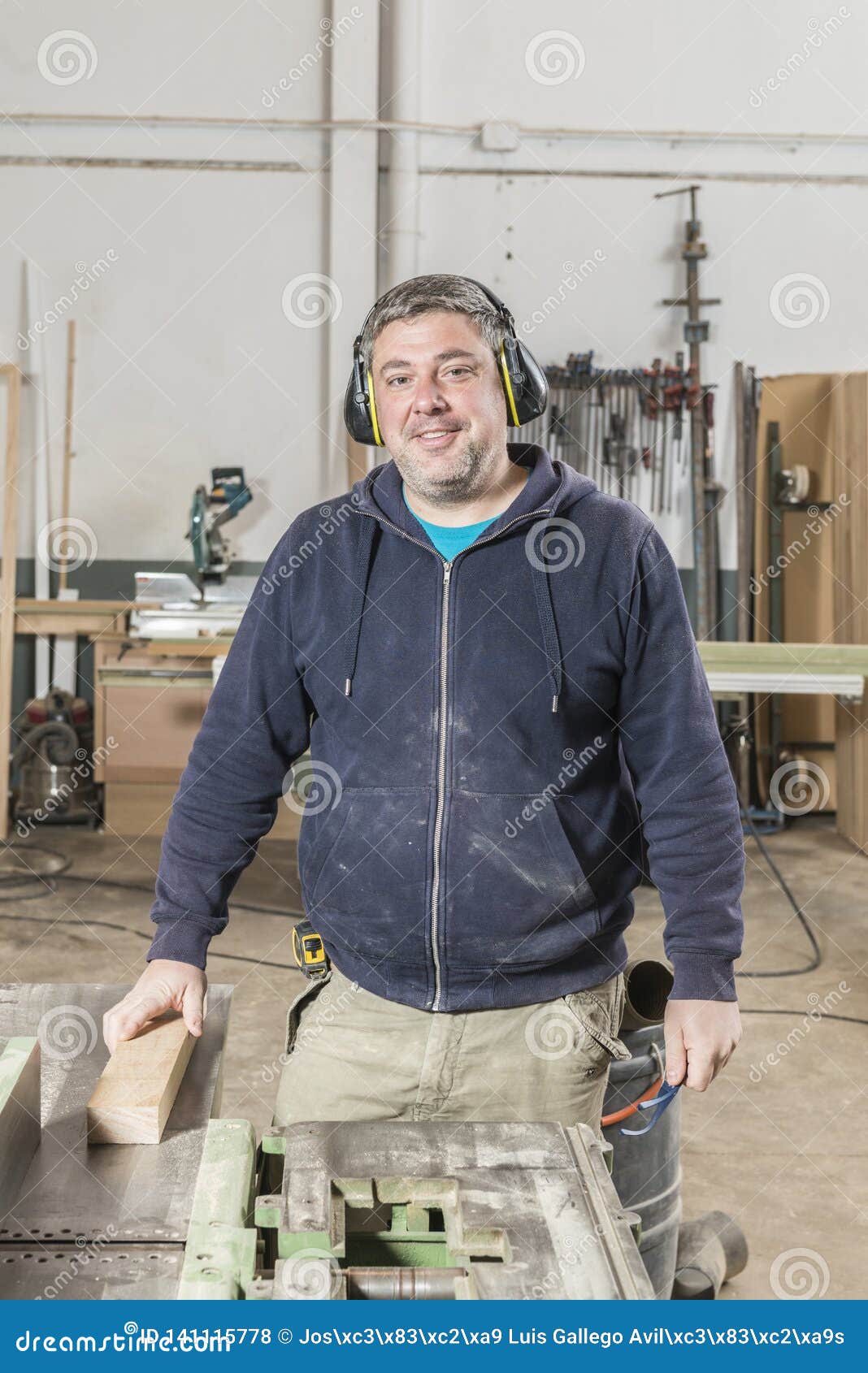 Male Carpenter Working in His Carpentry Workshop Stock Photo - Image of ...