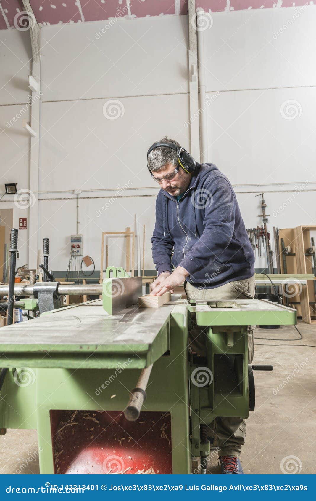 Male Carpenter Working in His Carpentry Workshop Stock Image - Image of ...