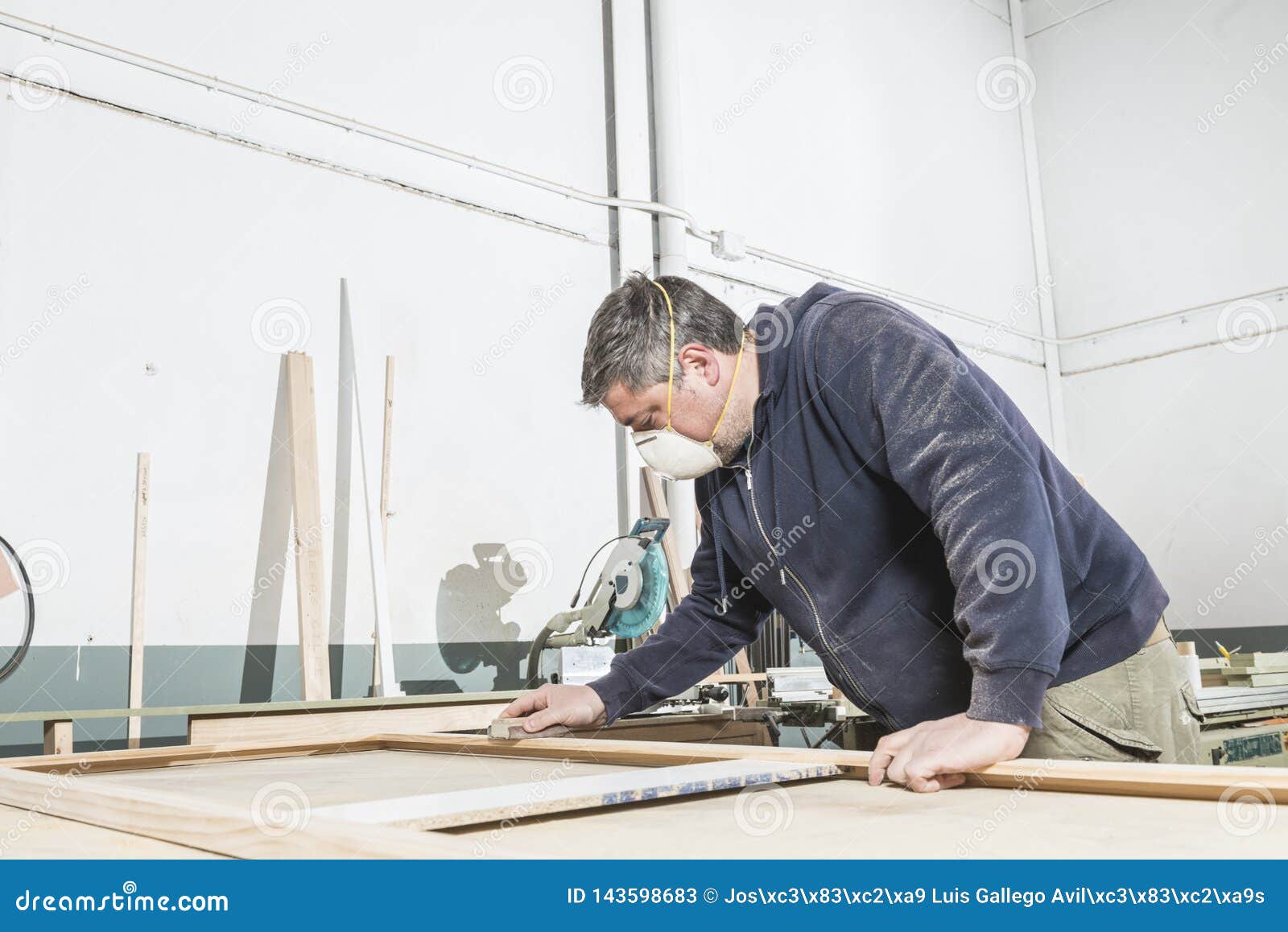 Male Carpenter Working in His Carpentry Workshop Stock Image - Image of ...