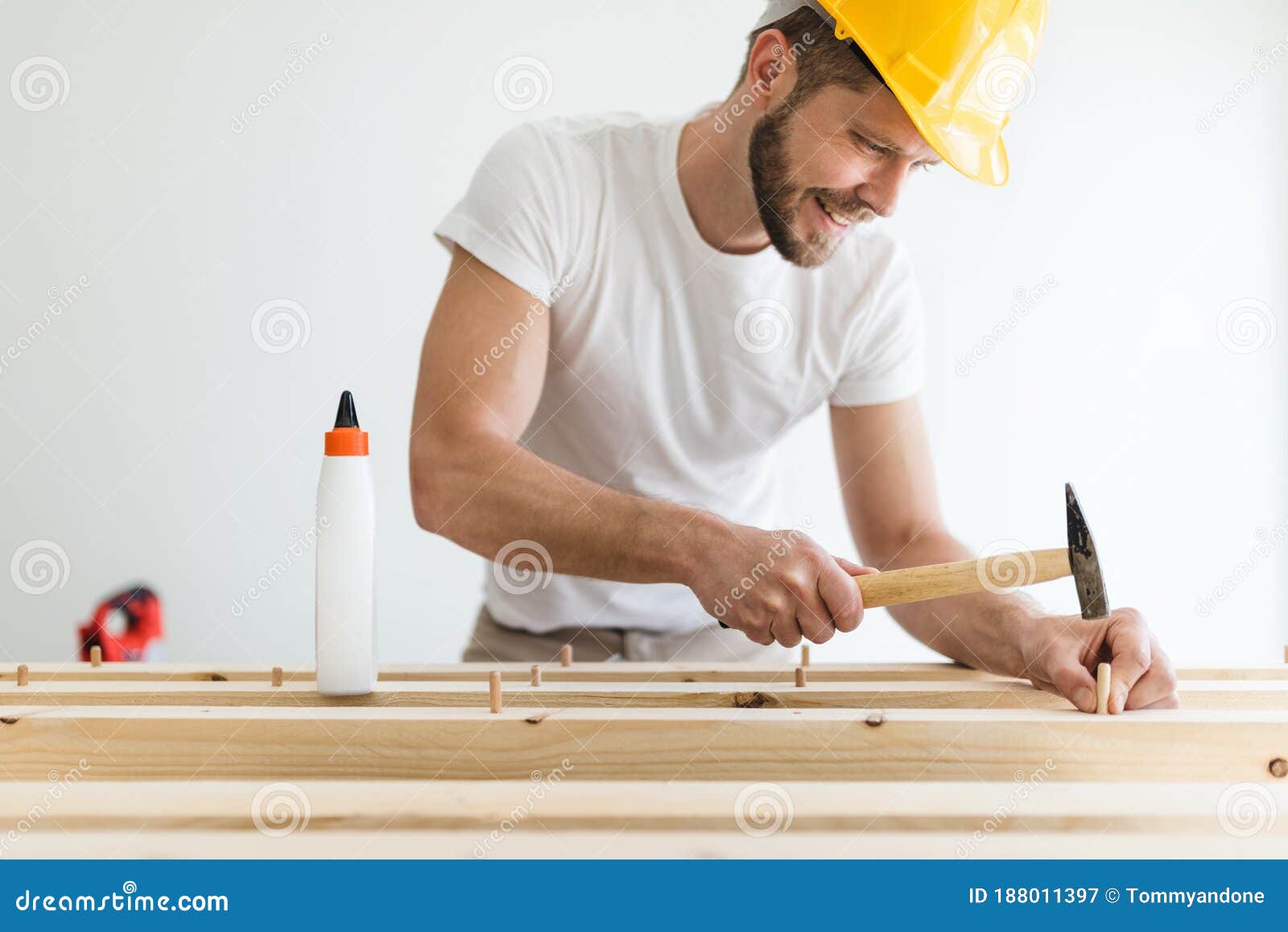 Male Carpenter Working on a Project Stock Image - Image of handyman ...