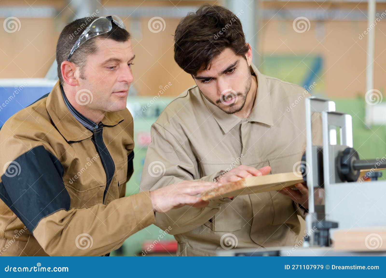 Male Carpenters with in Wood Workshop Stock Image - Image of garage ...