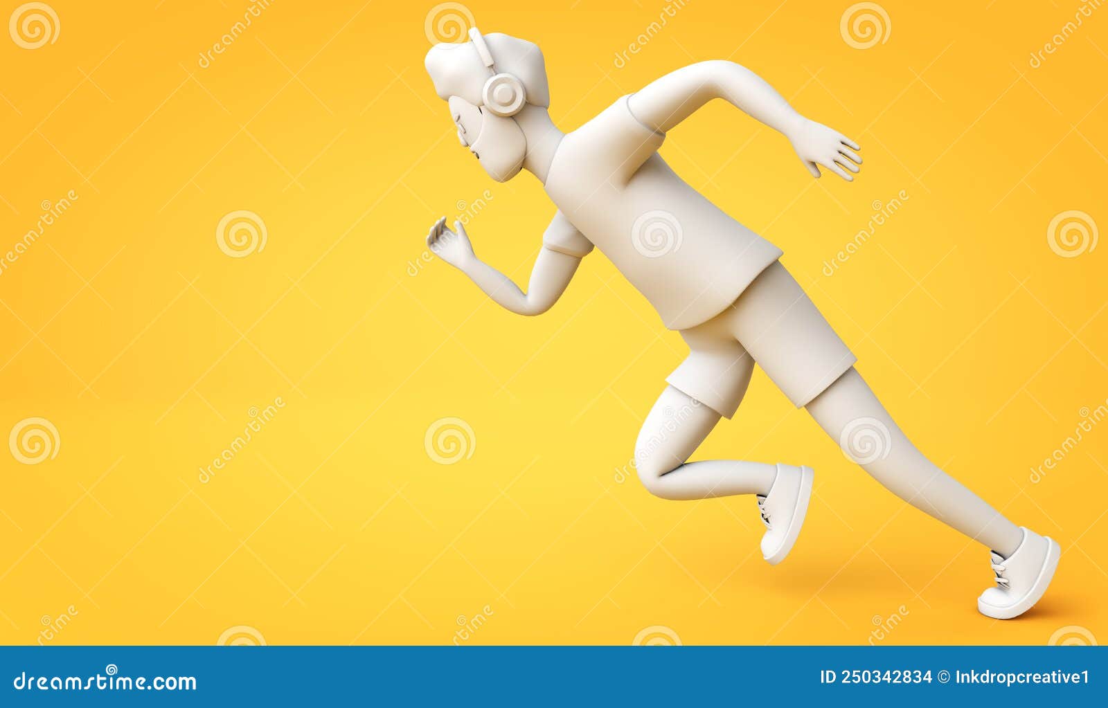 Male Cartoon Style Character in a Sprinting Position. 3D Rendering ...