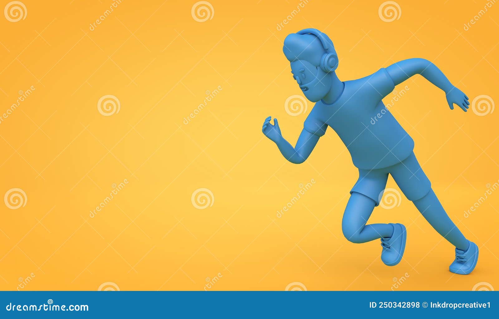 Male Cartoon Style Character in a Sprinting Position. 3D Rendering ...