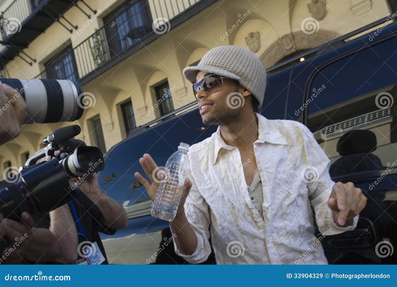 Male Celebrity Being Interviewed Stock Image - Image of cropped ...