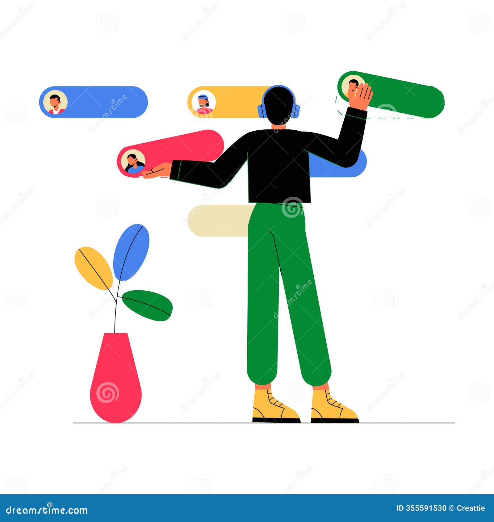 Male Character Allocating Tasks On A Digital Platform In Flat Vector ...