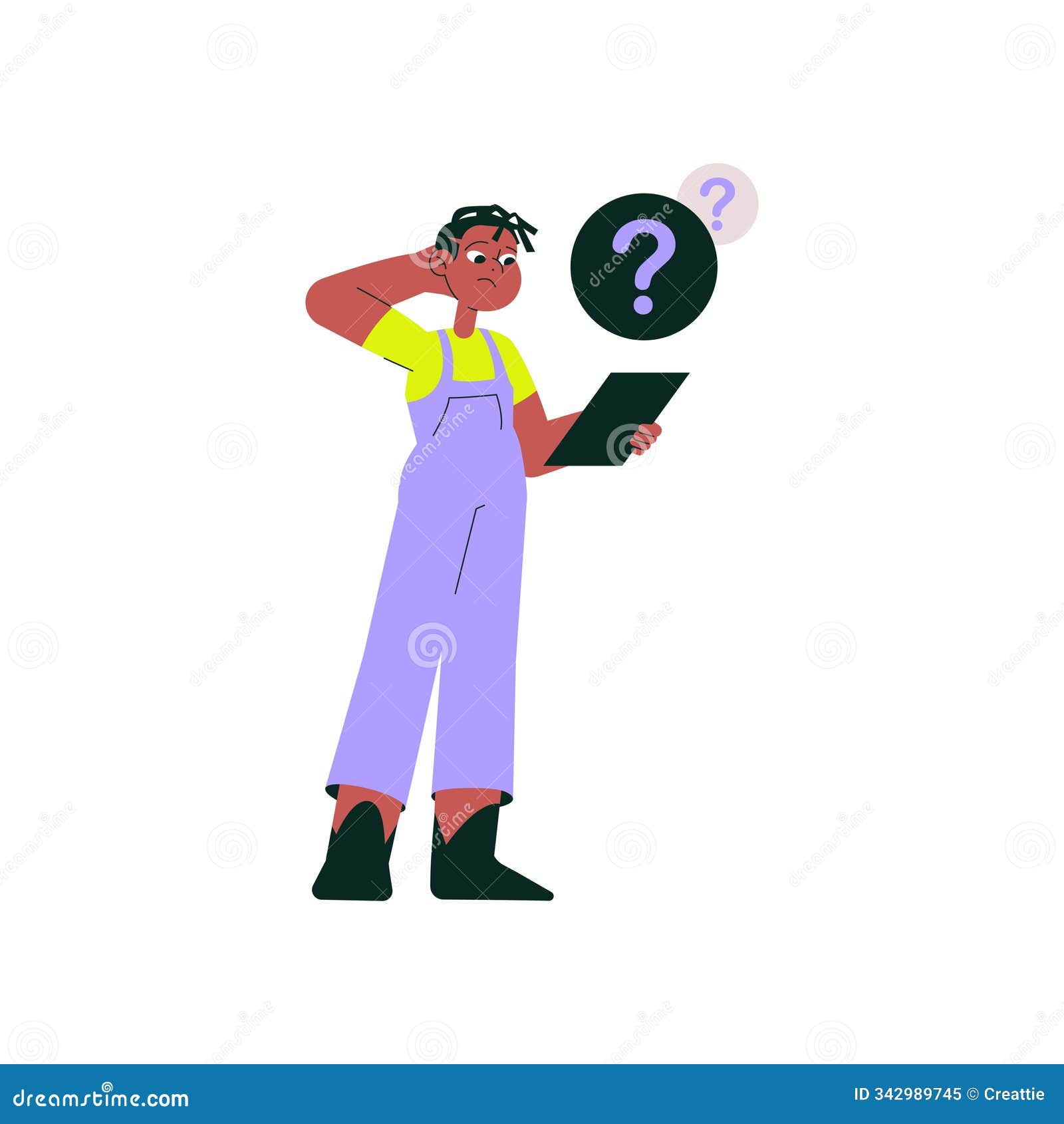Male Character Confused while Reading Document in Flat Vector ...