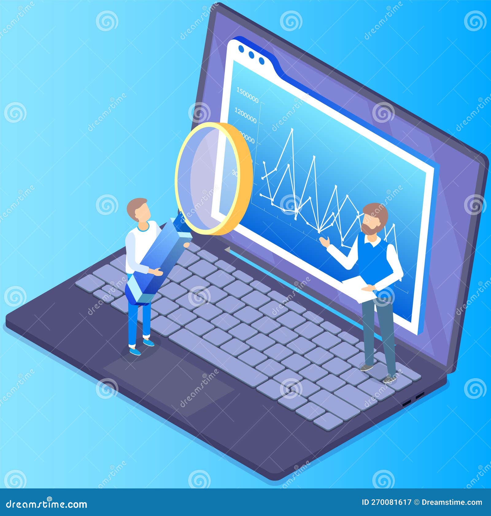 Male Character Searching for Information on Laptop, Using Mobile ...