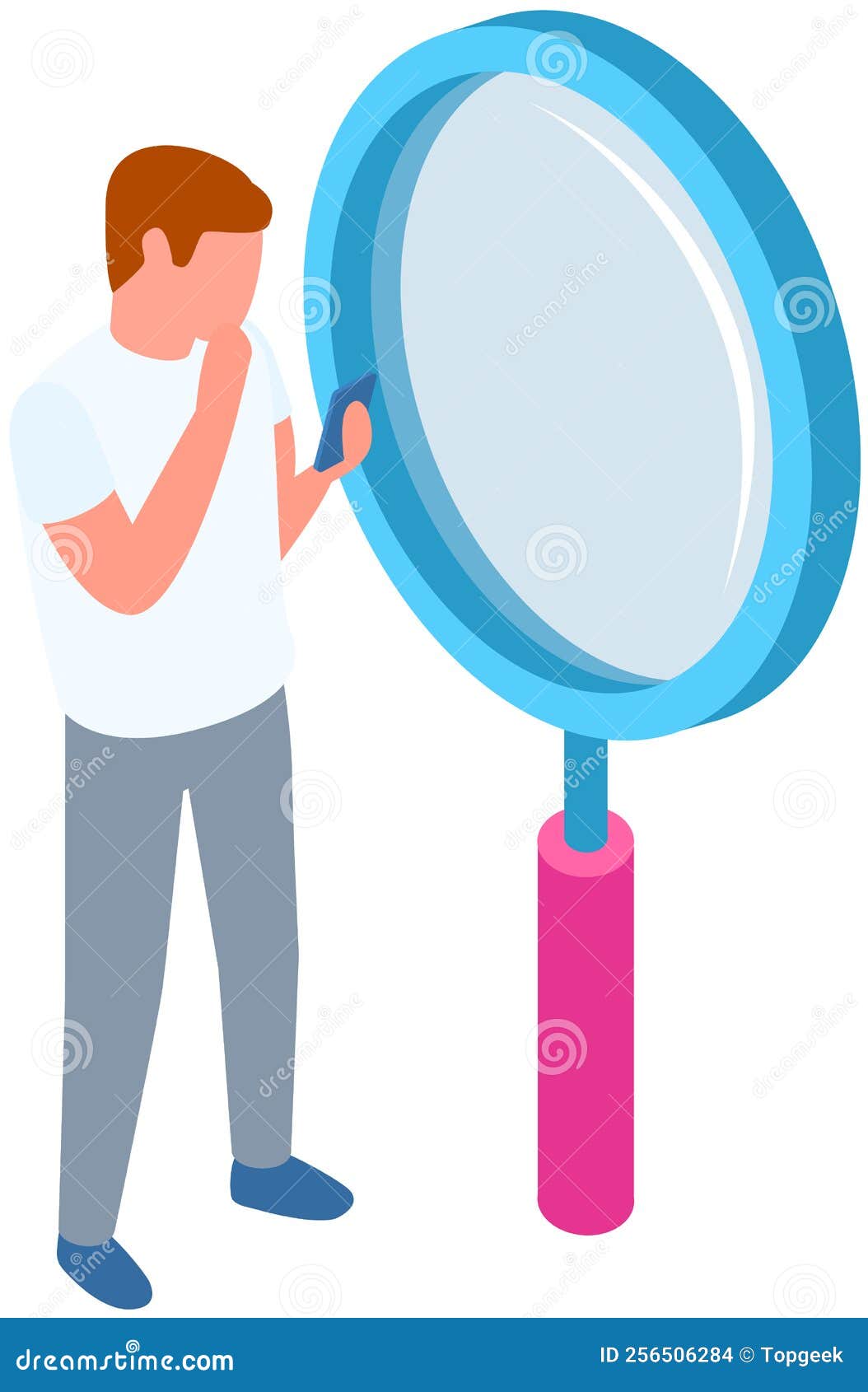 Male Character Searching for Information on Phone, Using Mobile ...