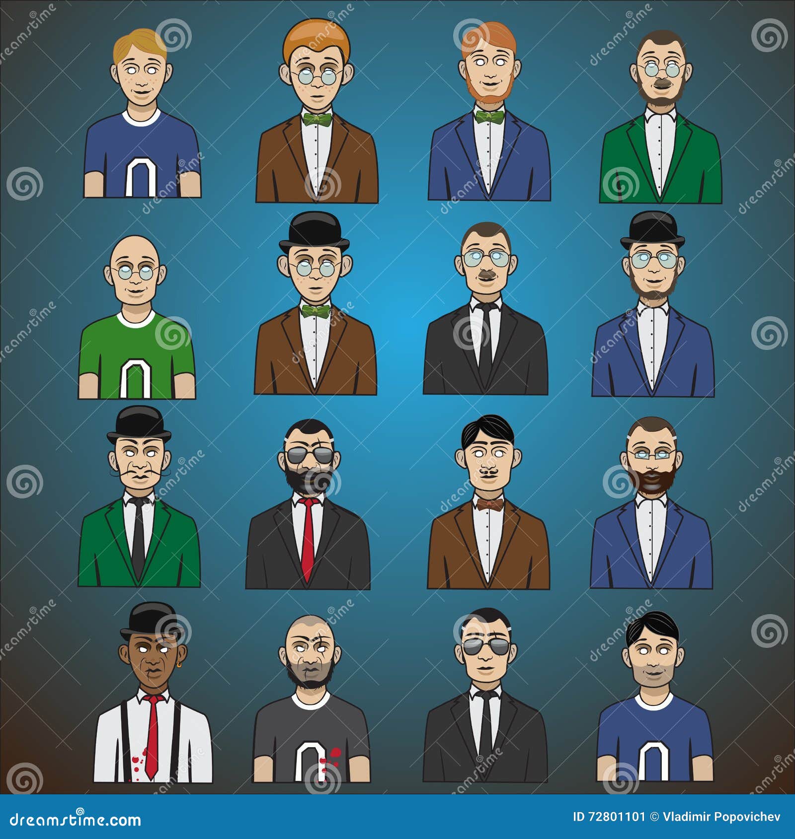 Male character set stock illustration. Illustration of characters ...