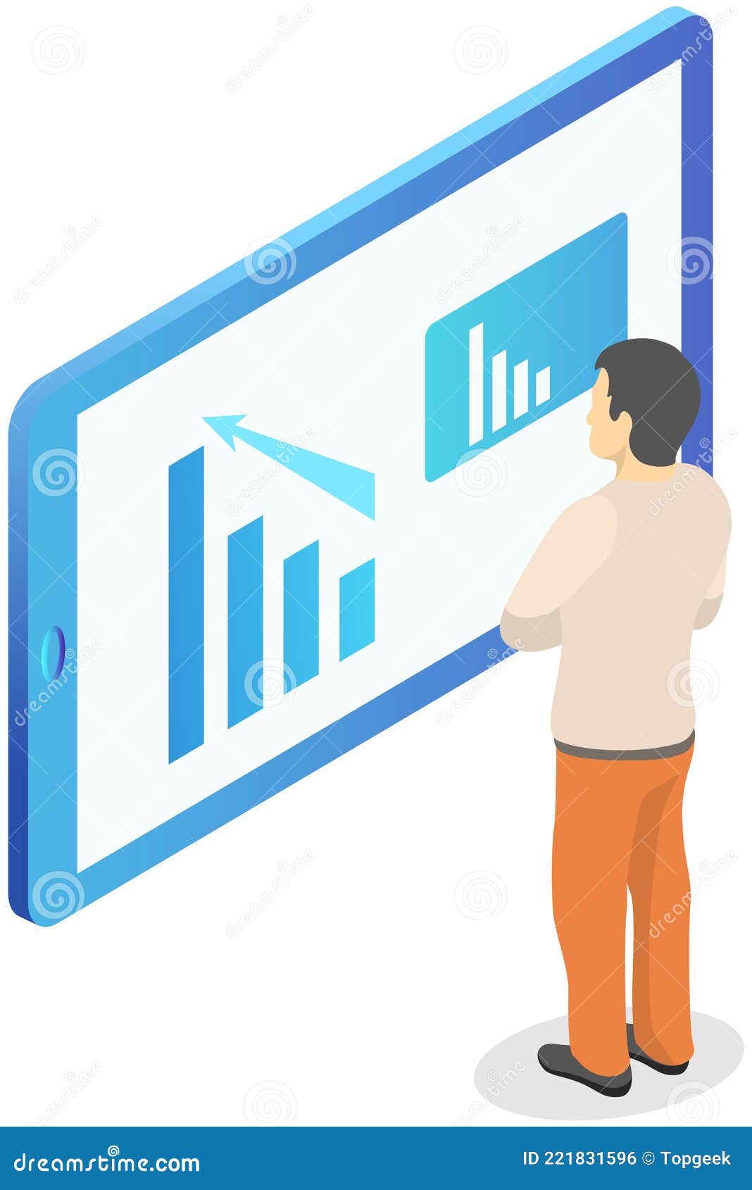 Male Character Studying Statistics, Growth Graph, Statistical ...