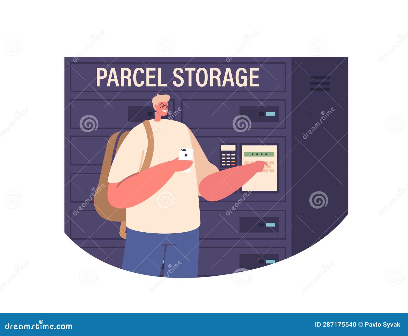 Male Character Uses Terminal for Secure and Convenient Parcel Storage ...