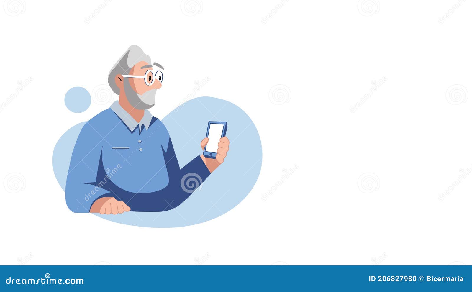 Male Character Using Phone Isolated on White Illustration. Stock ...