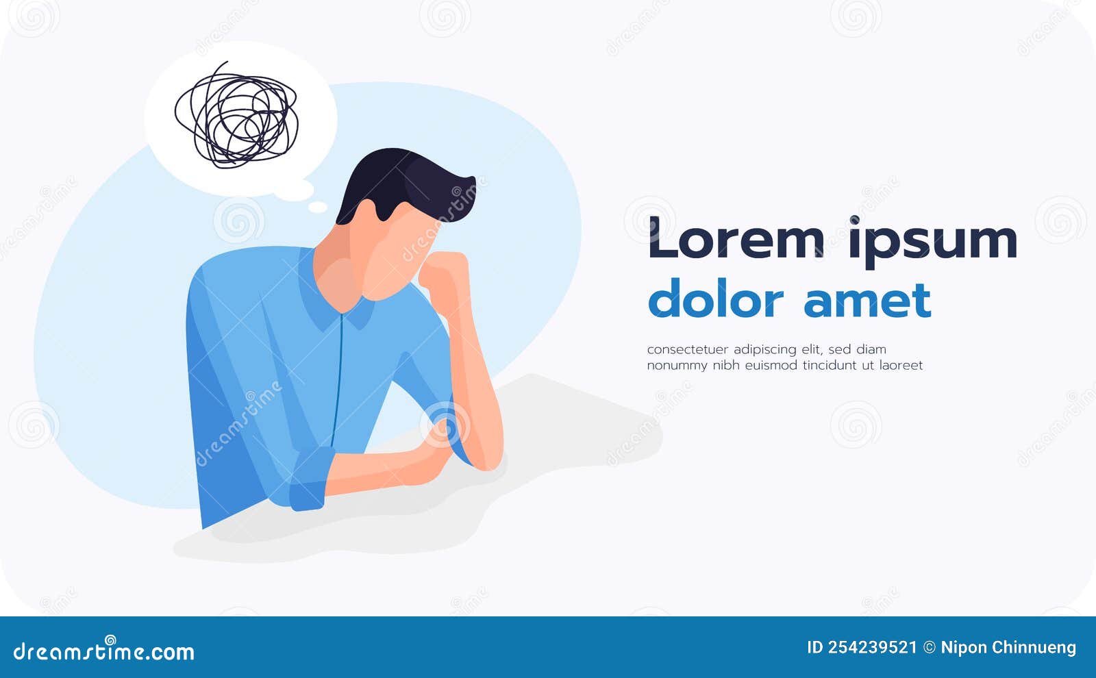 Male Characters Experience Anxiety and Stress, Character Design Stock ...