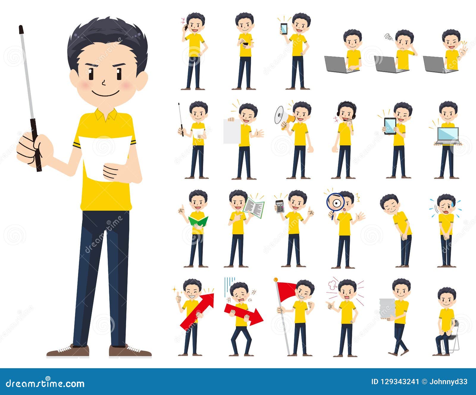 Male Charactor Set. Presenting in Various Action. Stock Vector ...