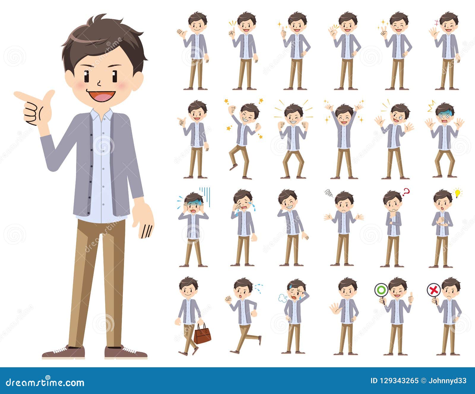 Male Charactor Set. Various Poses and Emotions. Stock Vector ...