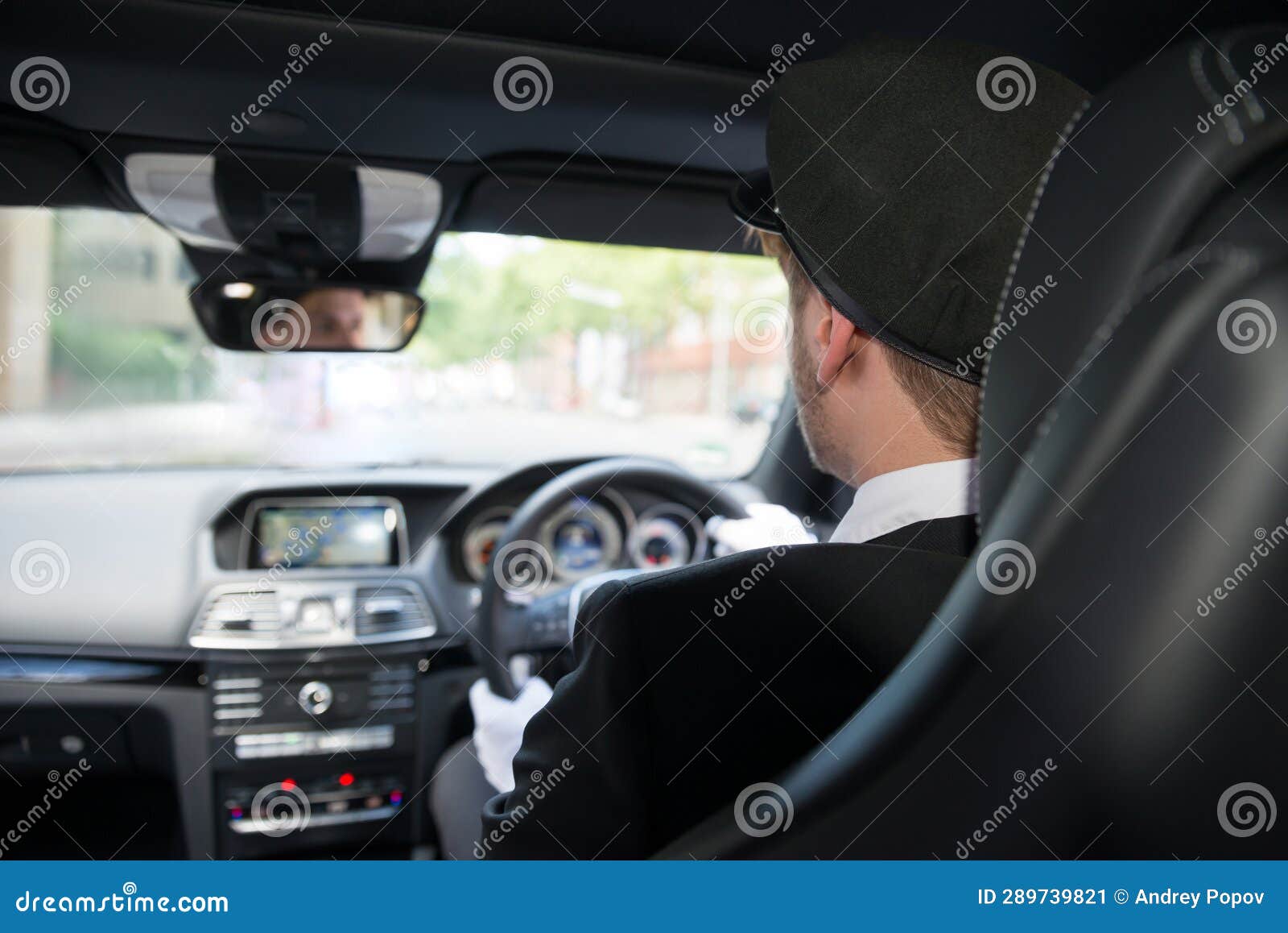 Male Chauffeur in Car stock image. Image of inside, young - 289739821