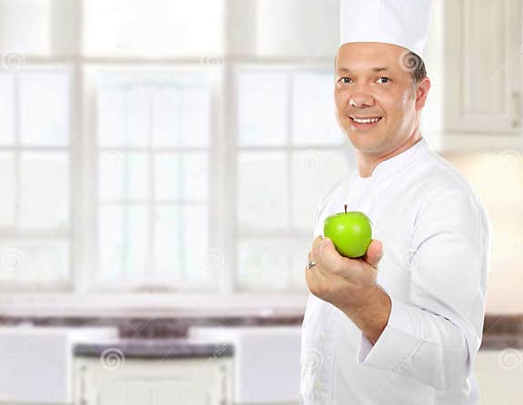 Male chef with apple stock photo. Image of natural, chef - 25996736