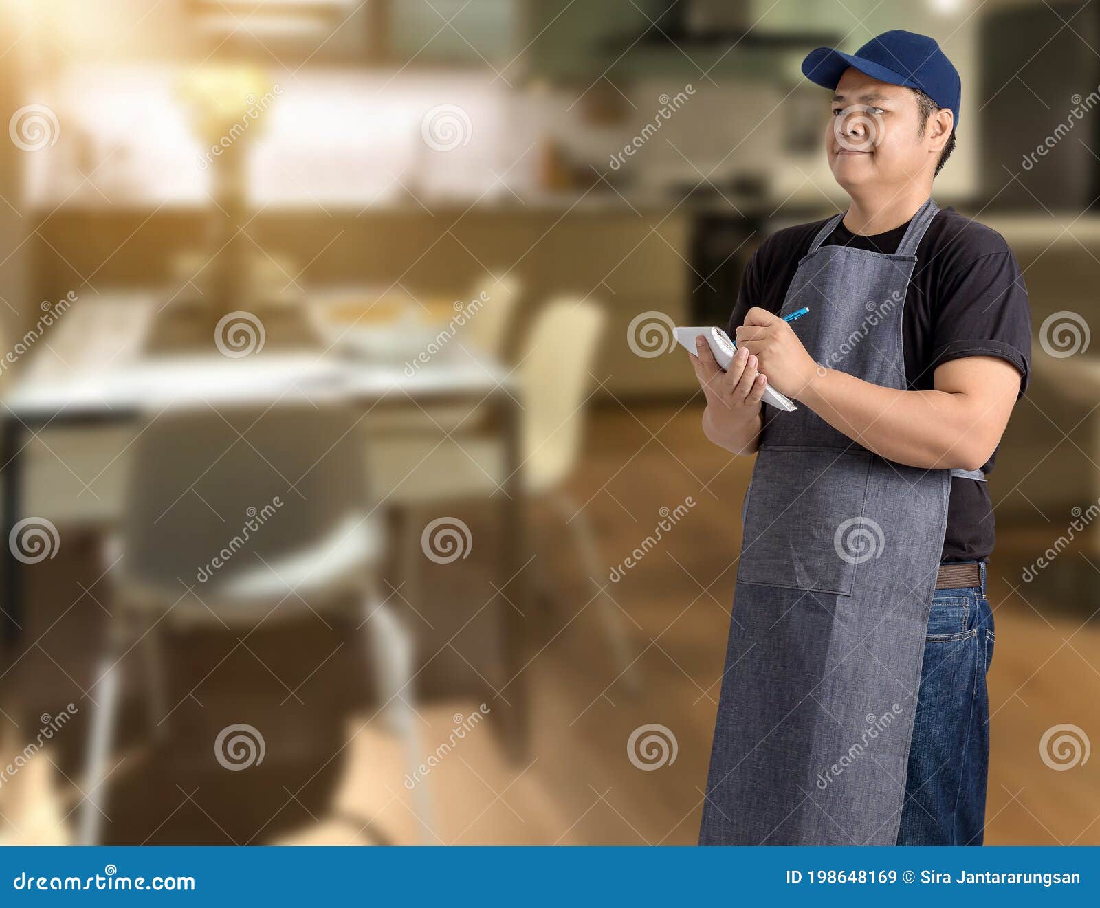 Male Chef Assistant Taking Order and Making Note Stock Image - Image of ...