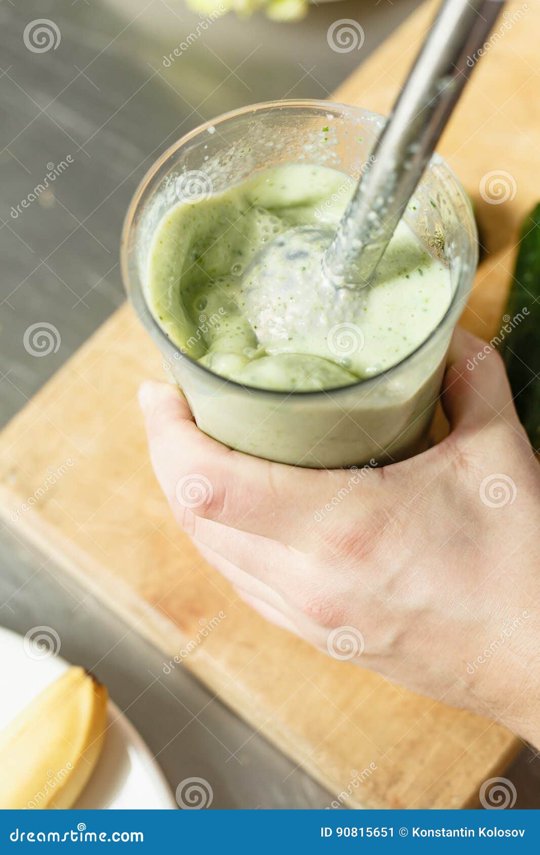 Male Chef Blending Smoothie Stock Image - Image of preparing, blender ...