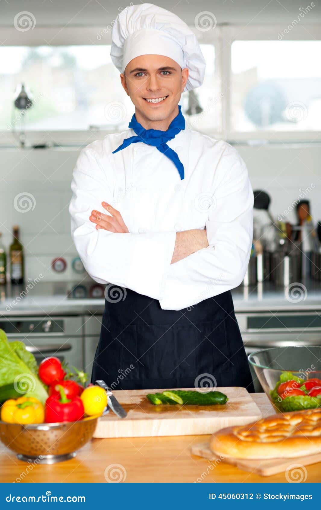 Male Chef Chopping Vegetables in Table Stock Photo - Image of holding ...